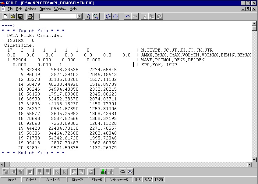 WinPLOTR demo.1: find and refine a unit cell